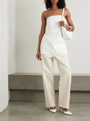 RÓHE Peplum Cotton-poplin Bustier Top