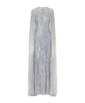 Jenny Packham Sequin-embellished Gown - Gray