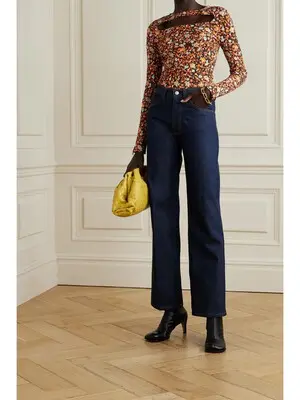 Victoria Beckham Cutout Floral-print Jersey Top