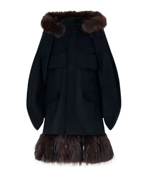 Sacai Fur-trim Hooded Coat
