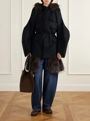 Sacai Fur-trim Hooded Coat