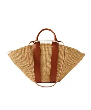 Muuñ Leather-trimmed Woven Straw Tote - No