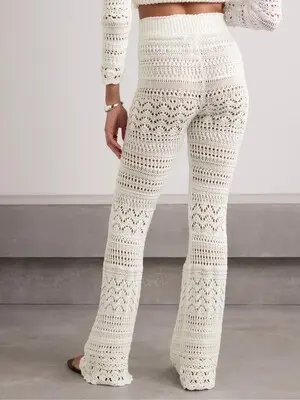 LoveShackFancy Crocheted Cotton Flared Pants