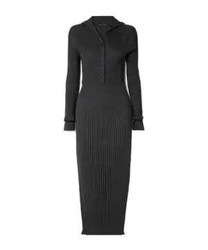 Proenza Schouler Wool And Silk-blend Midi Dress - Black