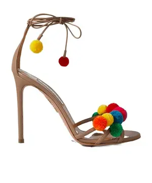 AQUAZZURA Fiesta 105 Embellished Leather Sandals - No