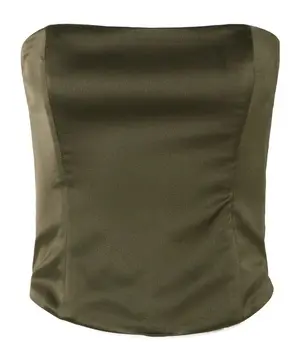 Staud Strapless Silk-blend Satin Top