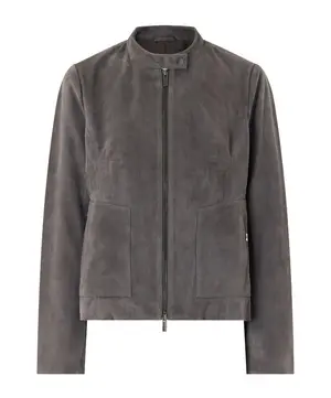 ST. AGNI Suede Biker Jacket - Grey
