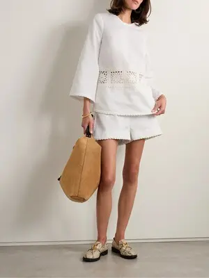 Zimmermann Maxine Crochet-trimmed Cotton-piqué Top