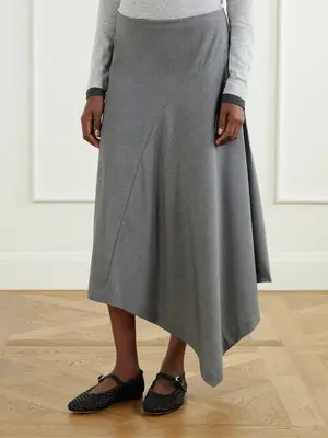 ST. AGNI Asymmetric Stretch-wool Midi Skirt