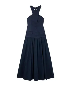Staud Poplin Halterneck Maxi Dress - No