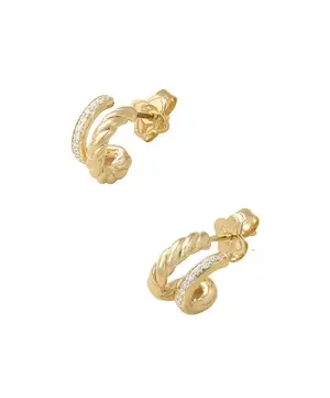 David Yurman 18-karat Gold Diamond Hoop Earrings - No