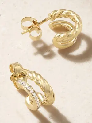 David Yurman 18-karat Gold Diamond Hoop Earrings