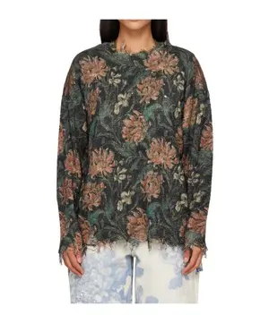 R13 Distressed-finish Round-neck Sweater