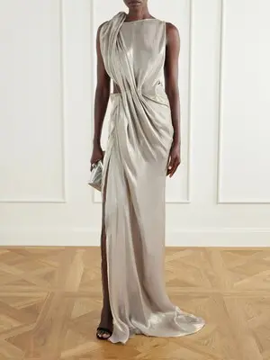 Maticevski Glow Up Draped Metallic-satin Gown