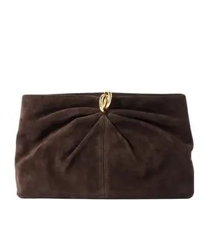 LOEFFLER RANDALL Gathered Suede Clutch - Black