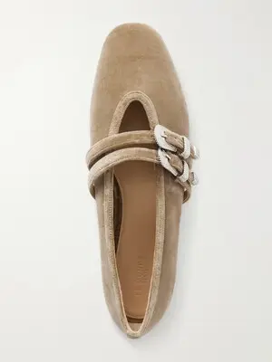 Le Monde Beryl Embellished Velvet Ballet Flats