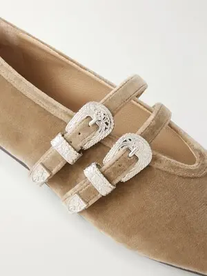 Le Monde Beryl Embellished Velvet Ballet Flats