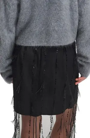 Rag & Bone Geena Sequin And Ostrich Feather Midi Skirt