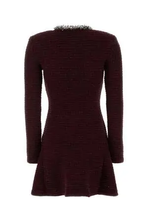 SELF-PORTRAIT Burgundy Tweed Dress