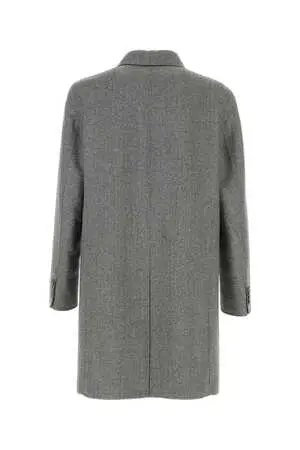 Brioni Melange Grey Wool Blend Coat
