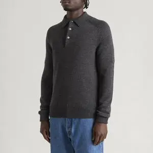 DRAKE'S Long Sleeve Merino Wool Knitted Polo