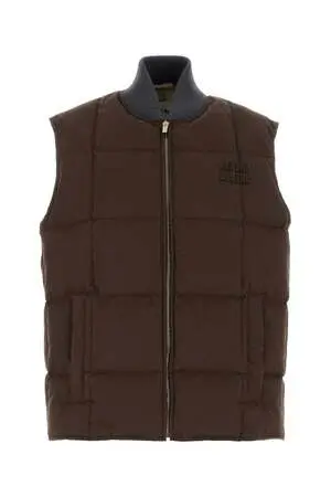 Miu Miu Gabardine Sleeveless Down Jacket - Brown