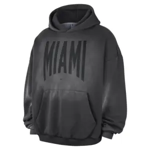 Nike Miami Heat Standard Issue Therma-fit Fleece Basketball Pullover Hoodie - Grey