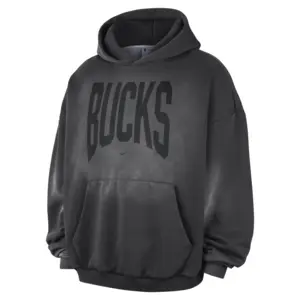 Nike Milwaukee Bucks Standard Issue Therma-fit Fleece Basketball Pullover Hoodie - Grey