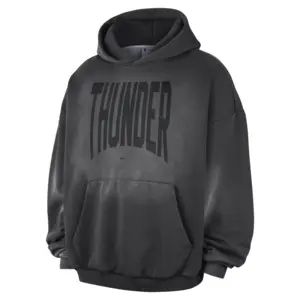 Nike Oklahoma City Thunder Standard Issue Therma-fit Fleece Basketball Pullover Hoodie - Grey