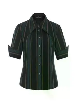 VIVIENNE WESTWOOD Stripe-pattern Pointed-collar Shirt - Black
