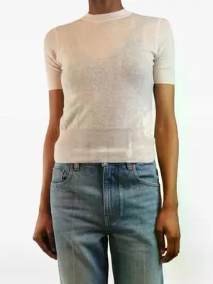 JOSEPH Short-sleeved Cashmere T-shirt - Neutrals