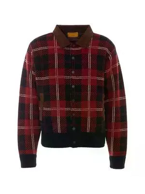 Guest In Residence Check-motif Velvet-collar Jacket - Red