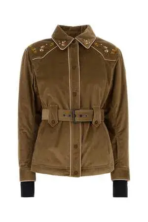 Moncler Biscuit Corduroy Olenne Down Jacket - Brown