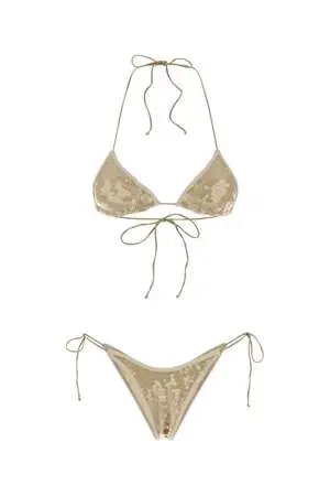 Oseree Embellished Polyester Marylin Bikini - Brown