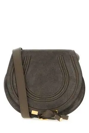 Chloé Dark Grey Suede Marcie Crossbody Bag - Gray