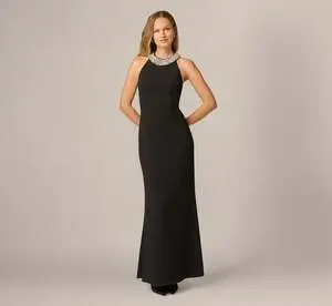 Adrianna Papell Pearl Halter Gown