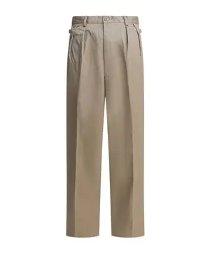 Kapital Pleated Cotton Straight-leg Trousers - Beige