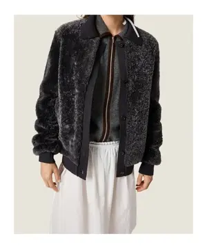 Miu Miu Shearling And Knit Blouson Jacket