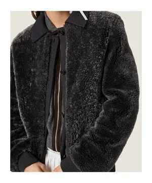 Miu Miu Shearling And Knit Blouson Jacket