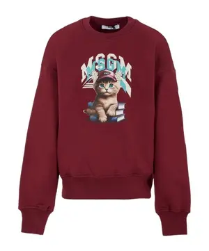 MSGM Cat-print Crew-neck Sweatshirt