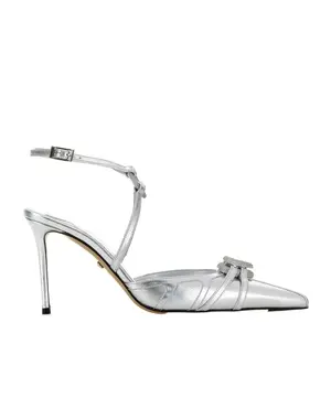 MACHMACH Mach Mach Double Heart Embellished Pumps - Silver