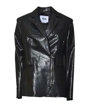 MSGM High Shine Asymmetric-zip Jacket - Black