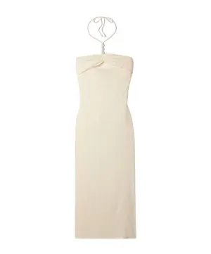 Magda Butrym Embellished Gathered Stretch Lyocell-blend Halterneck Maxi Dress - No