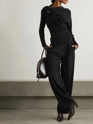 Victoria Beckham Asymmetric Embellished Draped Jersey Top