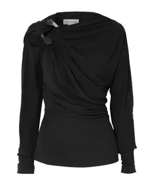 Victoria Beckham Asymmetric Embellished Draped Jersey Top - No