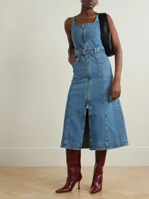 Simkhai Manson Belted Denim Midi Dress