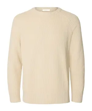 SELECTED Cotton Knitted Pullover - Birch