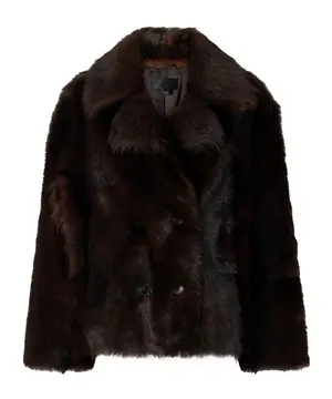 NILI LOTAN Short Shearling Coat - Black