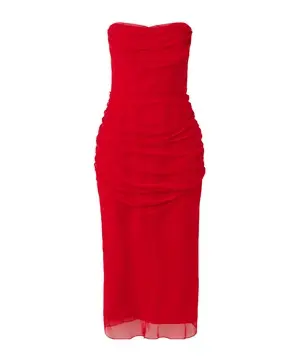Carolina Herrera Strapless Draped Silk-chiffon Midi Dress - No