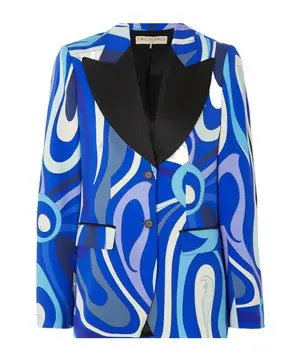 Emilio Pucci Marmo Satin-trimmed Printed Wool-blend Twill Blazer - No
